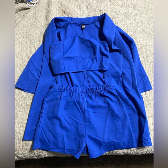 SHEIN | Tops | Bright Blue Tube Top Jacket And Shorts | Poshmark